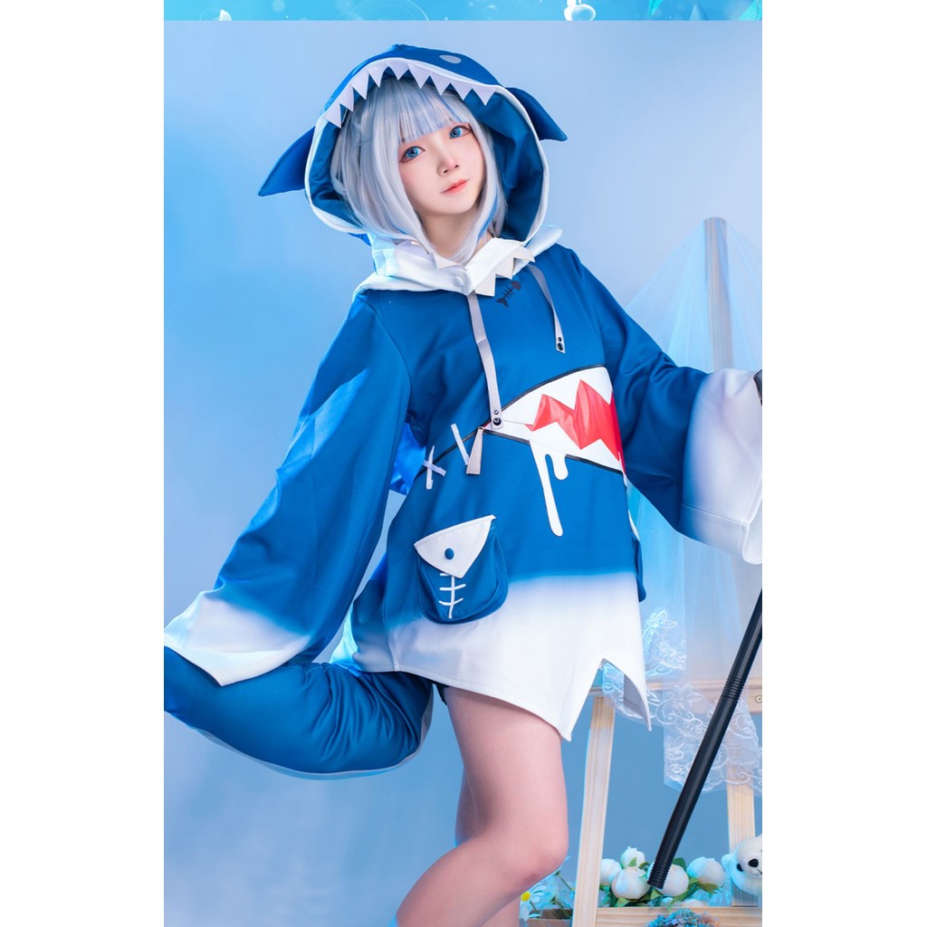 idealism Hololive Gawr Gura Cosplay Costume ENG Shark Costume for Women Halloween Youtuber ...