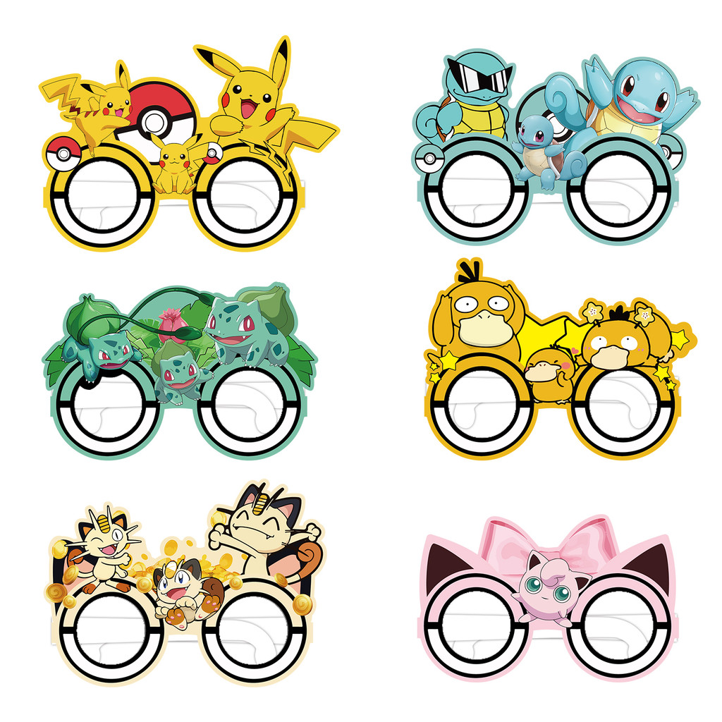 12pcs Pokemon Go Pikachu Party Paper Eye Masks Kids Toy Paper Glasses ...