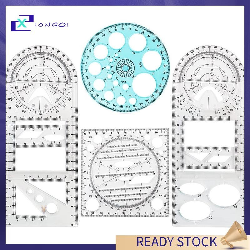 【Xiongqi】4 Pcs Multifunctional Geometric Ruler Drawing Tools Plastic ...