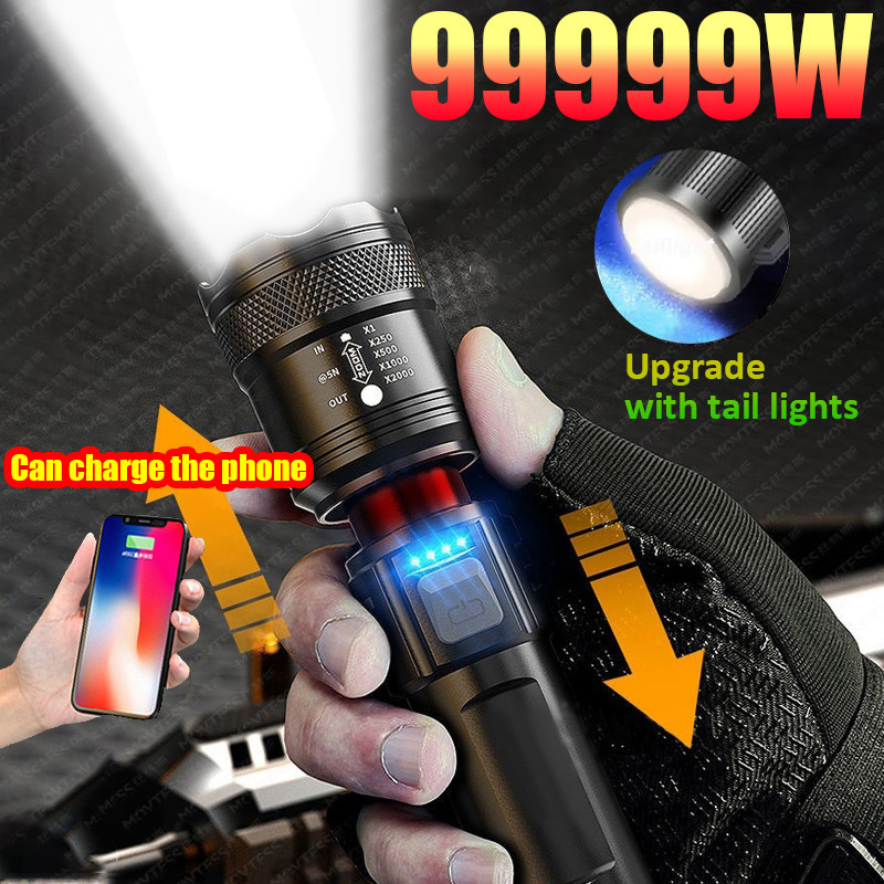 20000mah Zoom LED Flashlight Rechargeabl Waterproof Outdoor Heavy Duty ...