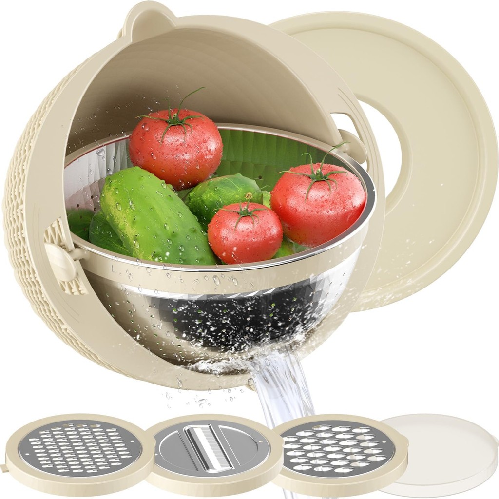 4-1 Colander with Bowl Set - Rotatable Strainers for Kitchen, Food ...