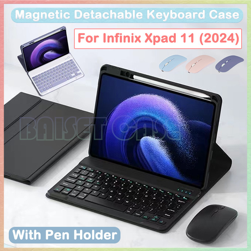 For Infinix Xpad 11 2024 X1101 PU Leather Stand Keyboard Case Soft TPU ...