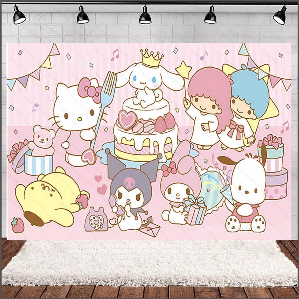 Sanrio Kuromi Birthday backdrop banner tapestry party decoration photo ...
