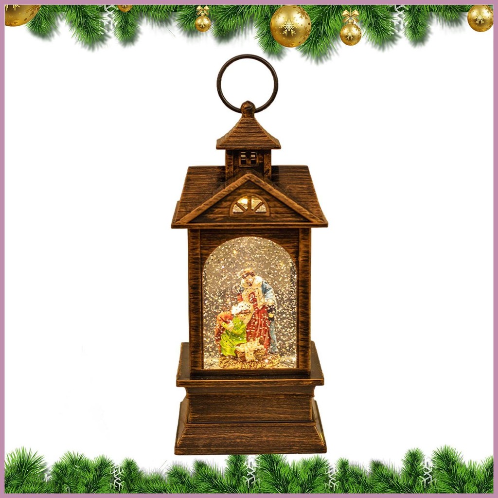 Christmas Lantern Lights LED Christmas Snow Globe Light Nativity Scene ...
