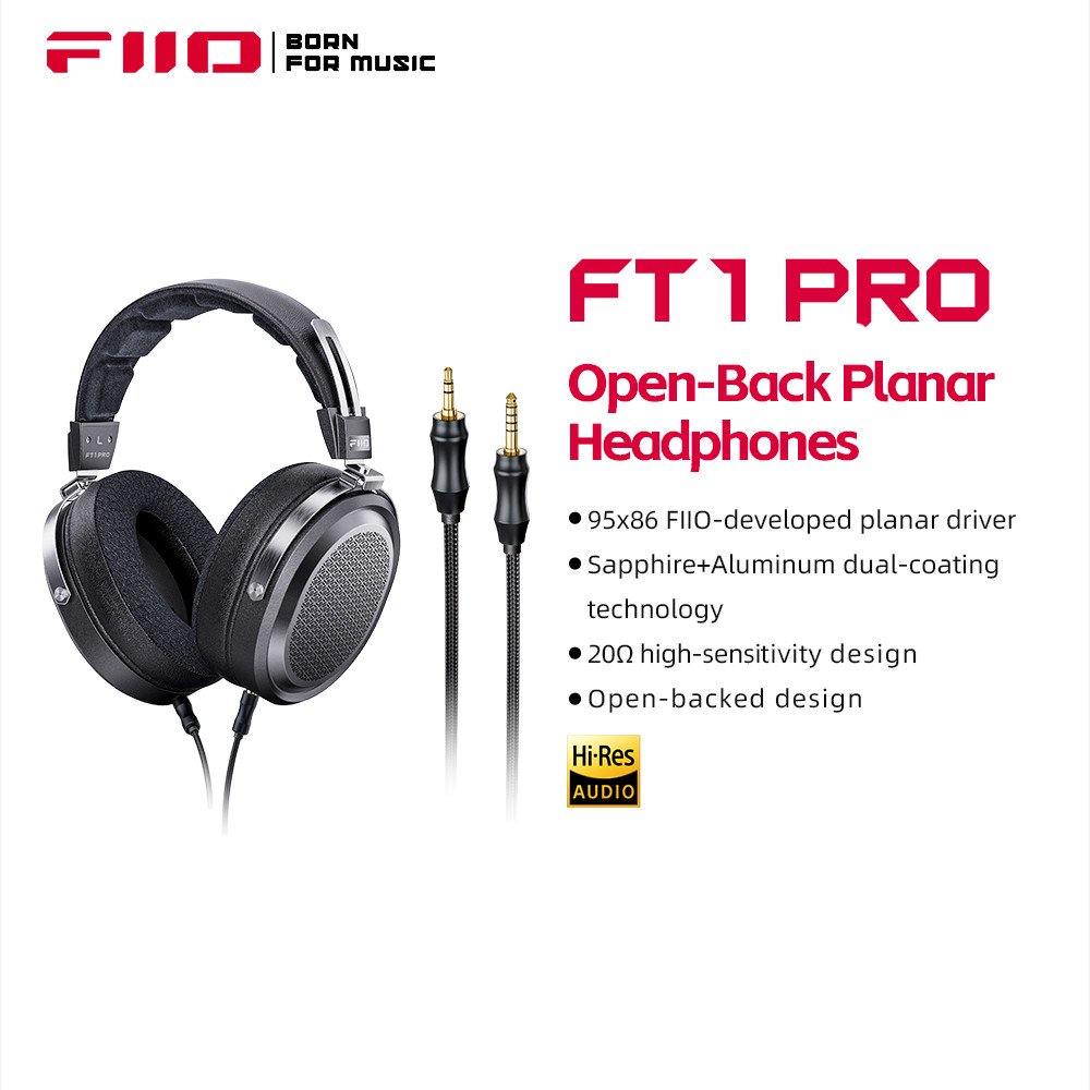 FiiO FT1 Pro Open-Back Planar Magnetic Wired Hi-Fi Headphones for Home Studio Recording High ...