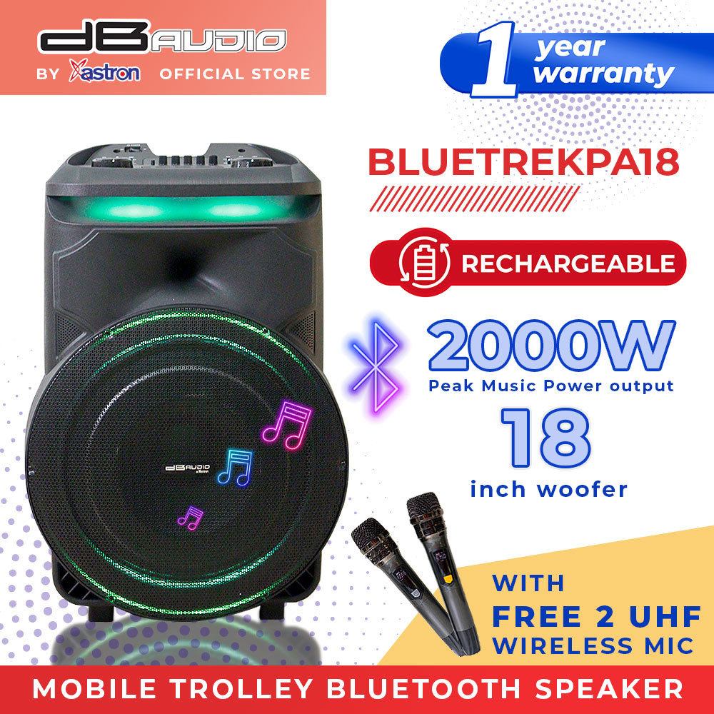 DB Audio by Astron BLUETREKPA18 Mobile Trolley Bluetooth Speaker | 2 ...