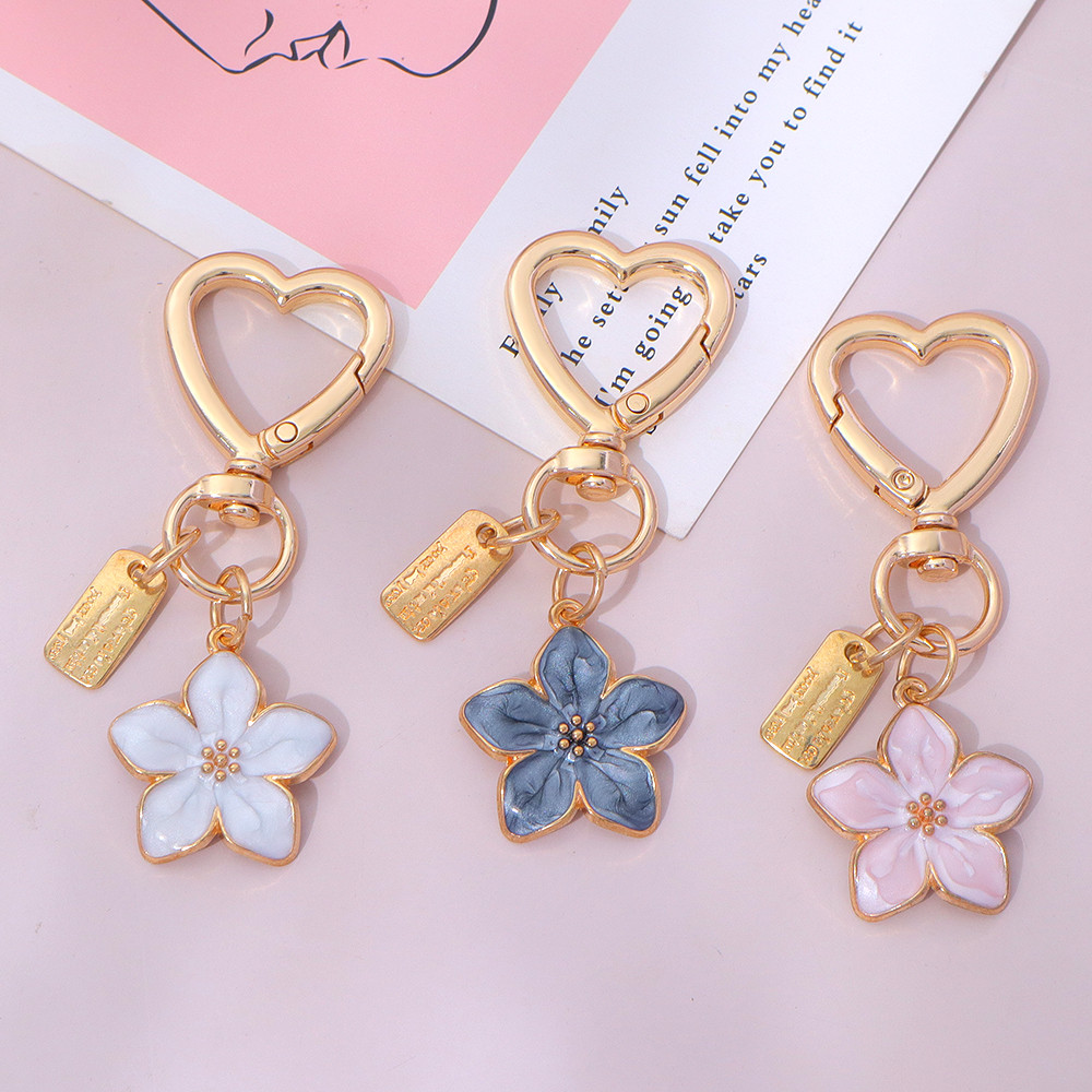 Simple Solid Color Sakura Key Ring Fashion Cherry Blossom Metal ...