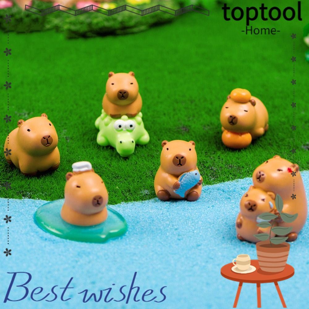 TOPTOOL Cartoon Capybara Statue, Resin Multicolor Miniature Capybara ...
