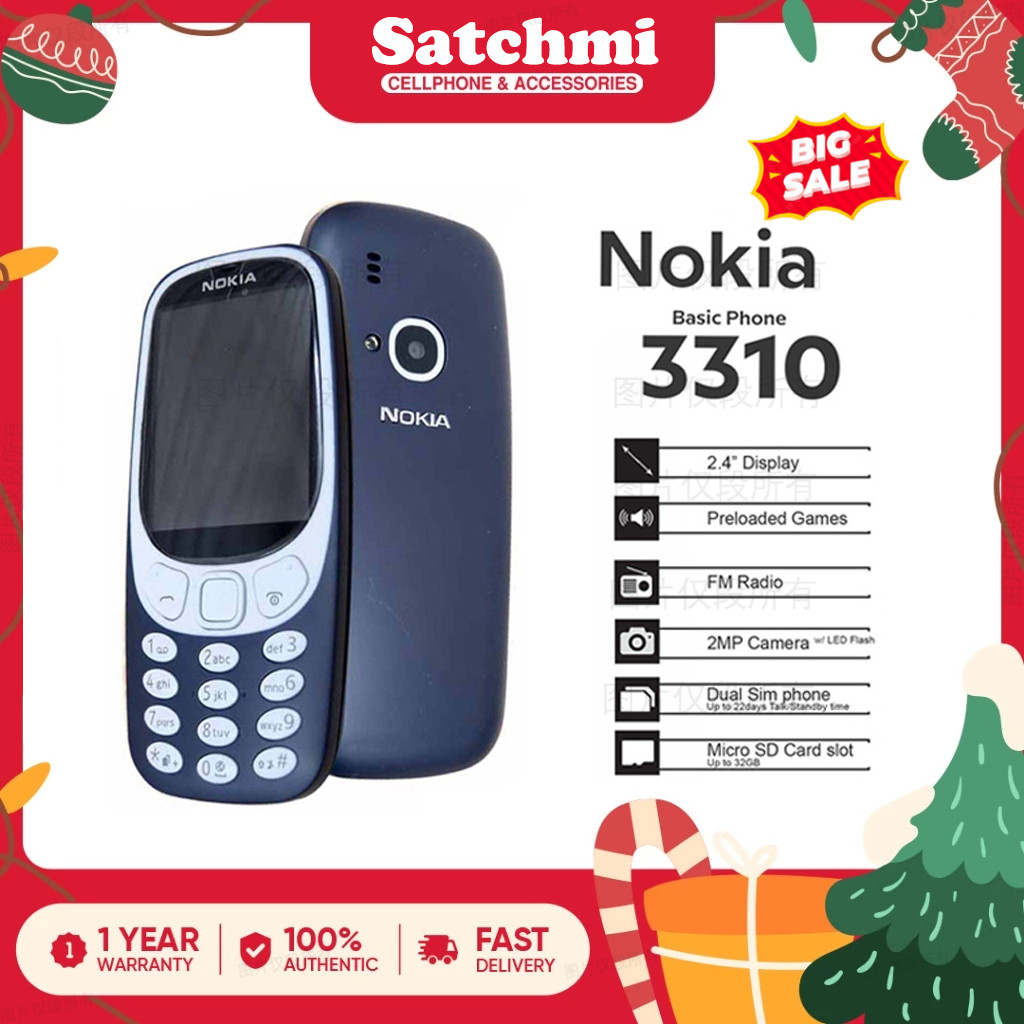 N3310 Mobile Phone Unlocked 2.4 Inch 2G 2MP Dual SIM Card Original Cellphone Keyboard | Shopee ...