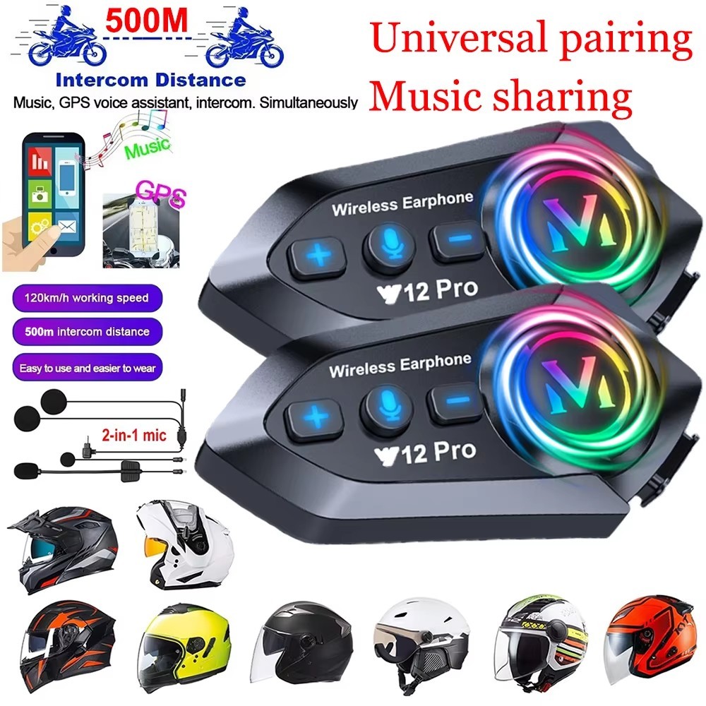 Motorcycle Helmet Intercom Bluetooth Headset Handsfree Wireless ...