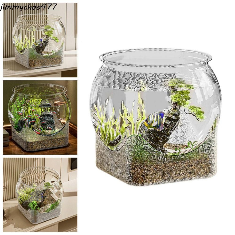 JIMMYCHOO Round Fish Bowl, Ultra Clear Removable Desktop Fish Tank ...