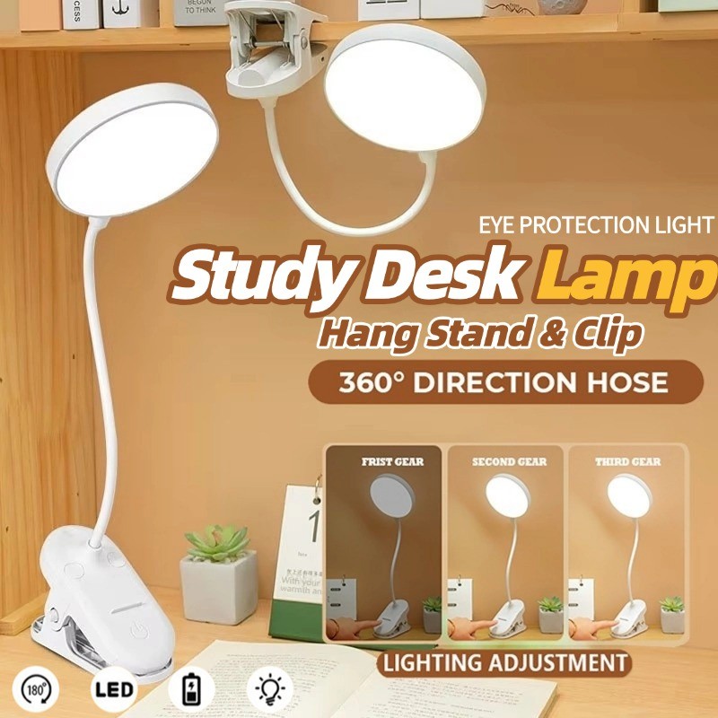 Clip Table Lamp With Mobile Phone Stand USB Rechargeable Dimingable ...