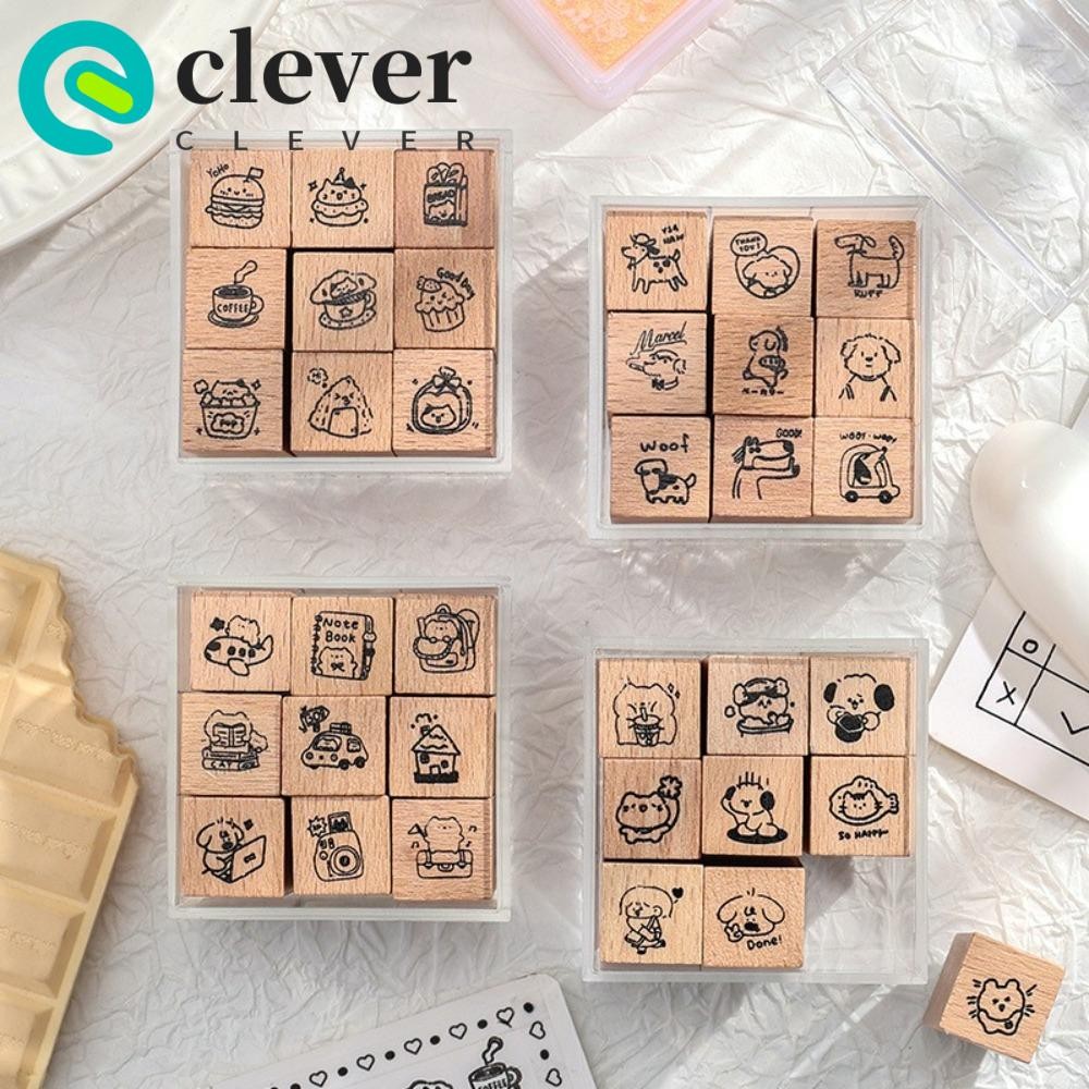 CLEVER 9pcs Set Wooden Stamp, Decorative Journal GO Rubber Stamps, 2025 ...