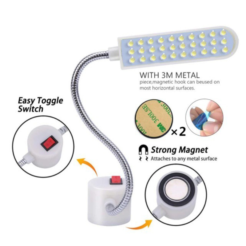 30 LED Flexible Sewing Machine Light Magnetic Base Gooseneck Design ...