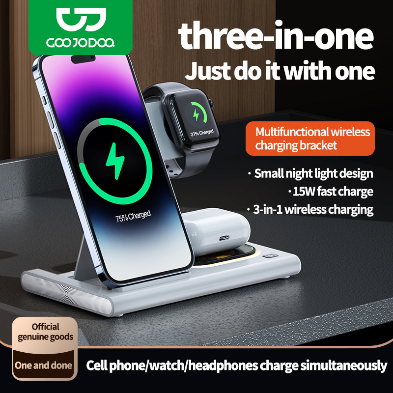 GOOJODOQ 3 in 1 Universal Wireless Charger Stand Foldable Magnetic For ...