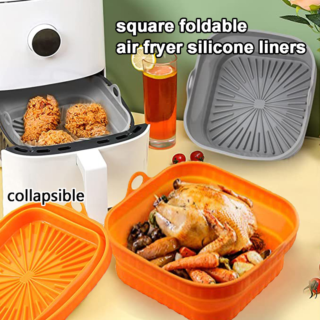 Foldable Square Air Fryer Reusable Air Fryer Silicone Liner Air Fryer ...
