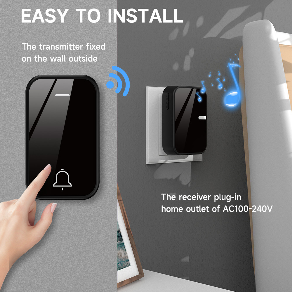 Intelligent Wireless Doorbell Waterproof 300M Remote door bell buzzer ...