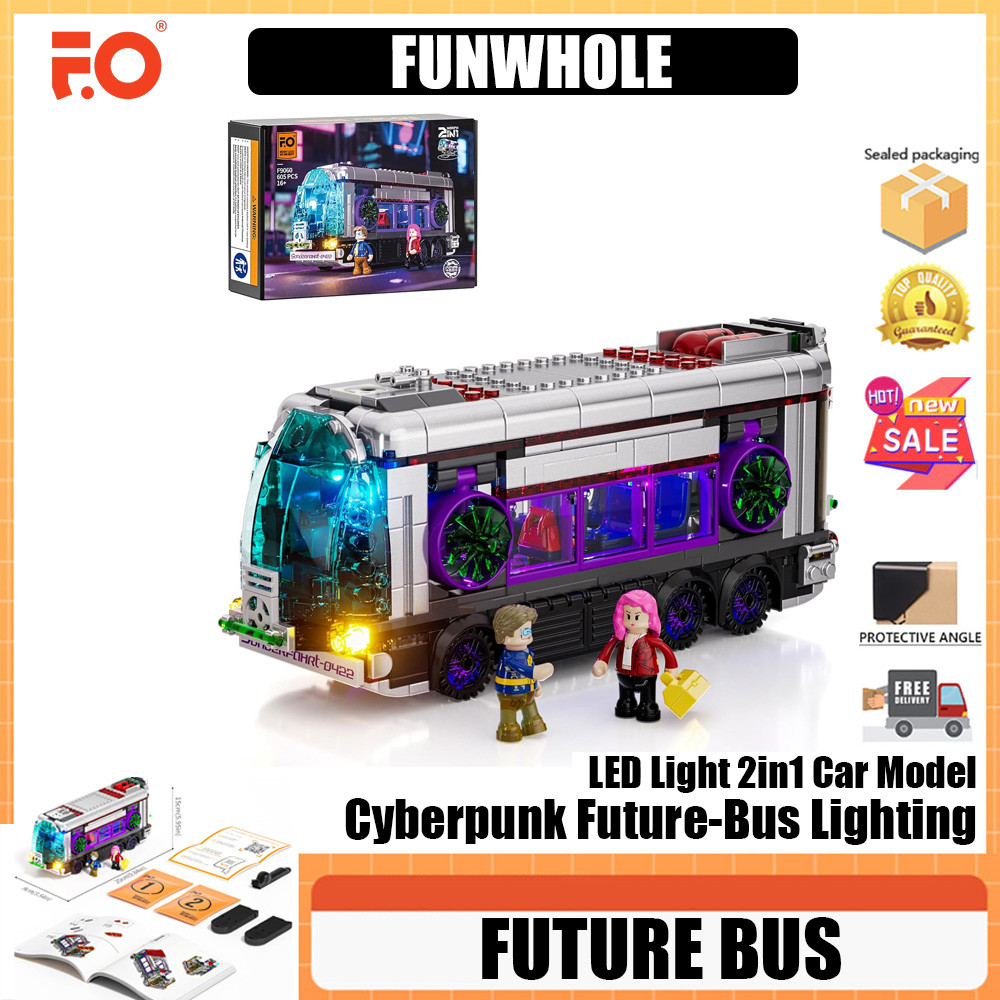 FUNWHOLE FUTURE BUS F9060 Cyberpunk Future-Bus Lighting-Building-Bricks ...