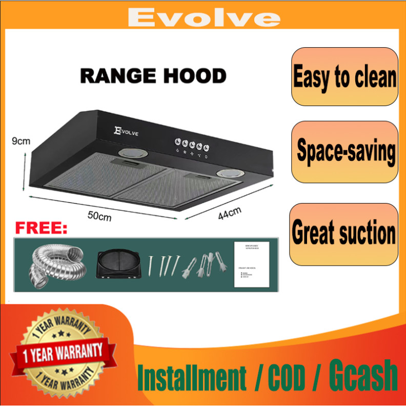 EVOLVE Kitchen Range Hood Ductless or With Duct Low Noise Carbon Sheet ...
