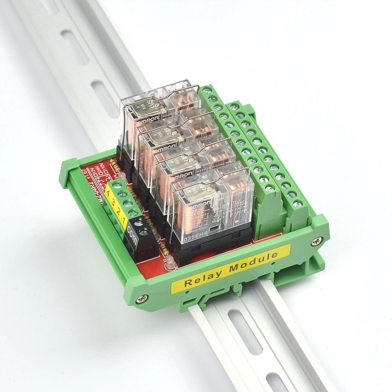 4-Channel 2NO 2NC Rail Mounting Interface Relay Module Omron G2R-2 5A ...