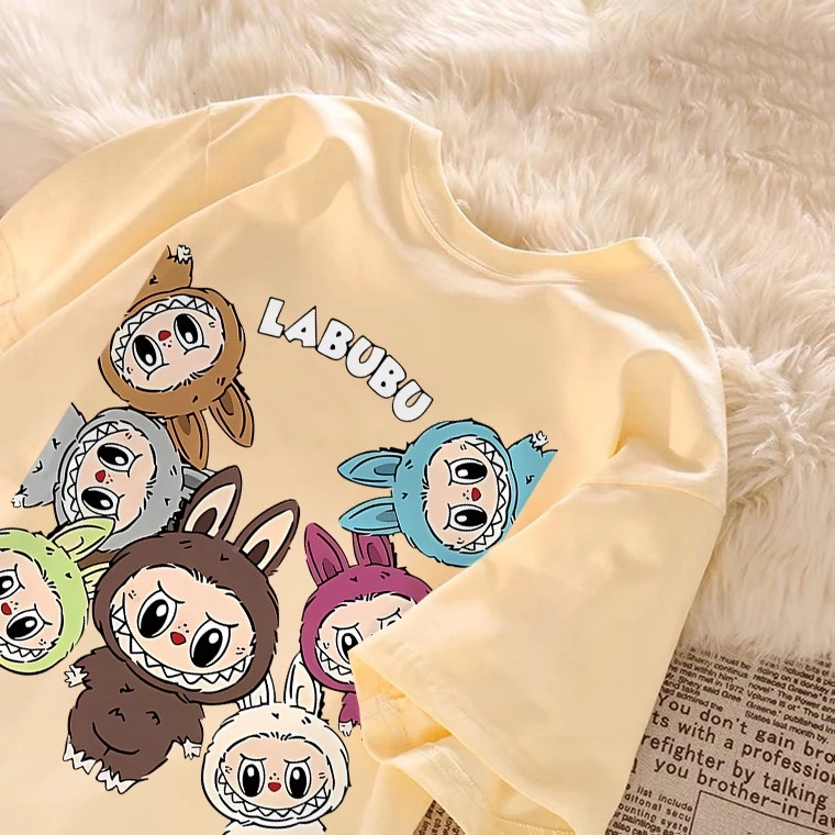 Korean Retro LABUBU Friends Print Oversized T-shirt for Women | Shopee ...