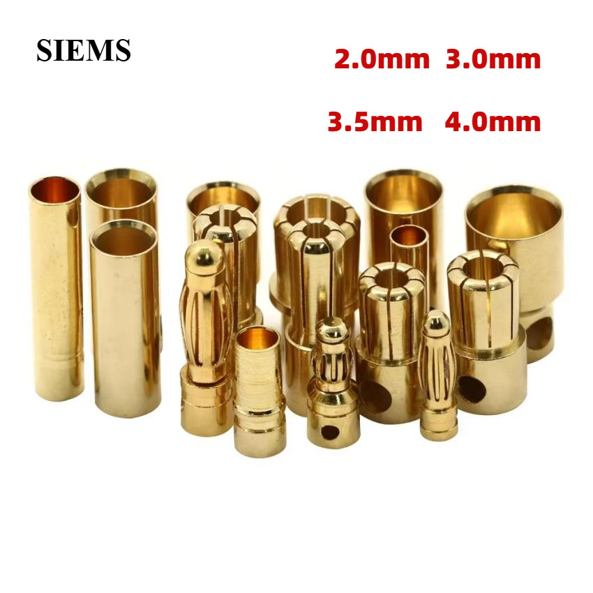 Gold Plated 2.0mm 3.0mm 3.5mm 4.0mm Banana Plug Bullet Male Female Connector for RC Lipo Battery ...