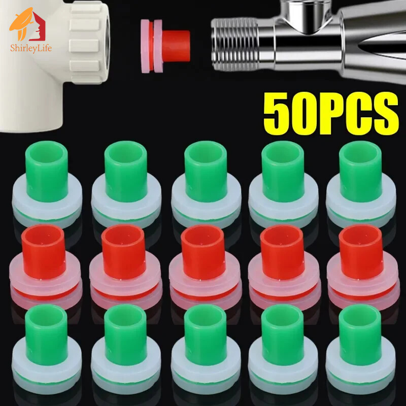 PP+50Pcs Faucet Leak-proof Sealing Gasket Silicone Thread Sealed Ring ...
