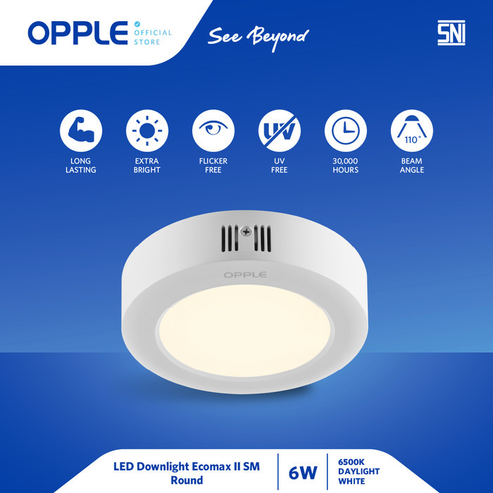 PUTIH Opple 6W 6500K Daylight White LED Downlight - White | Shopee ...