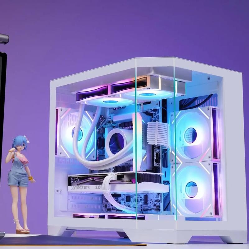 HiteqPCDual-Chamber PC Gaming Case Tempered Glass Front and Side ...
