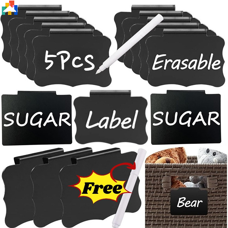 5Pcs Erasable Blackboard Shape Hanging Basket Label Clip Detachable ...