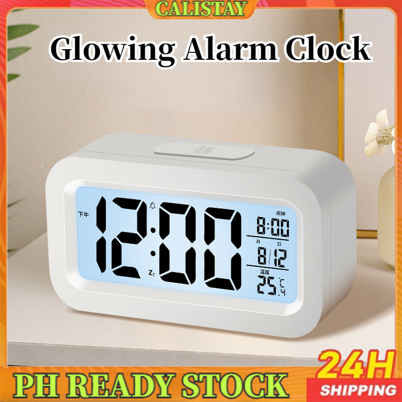 Glowing Alarm Clock LED Digital Display Table Alarm Clock Snooze ...