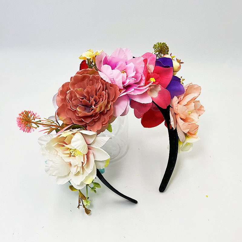 Artificial Fabric Flower Crown For Women Bridal Wedding Rose Headband ...