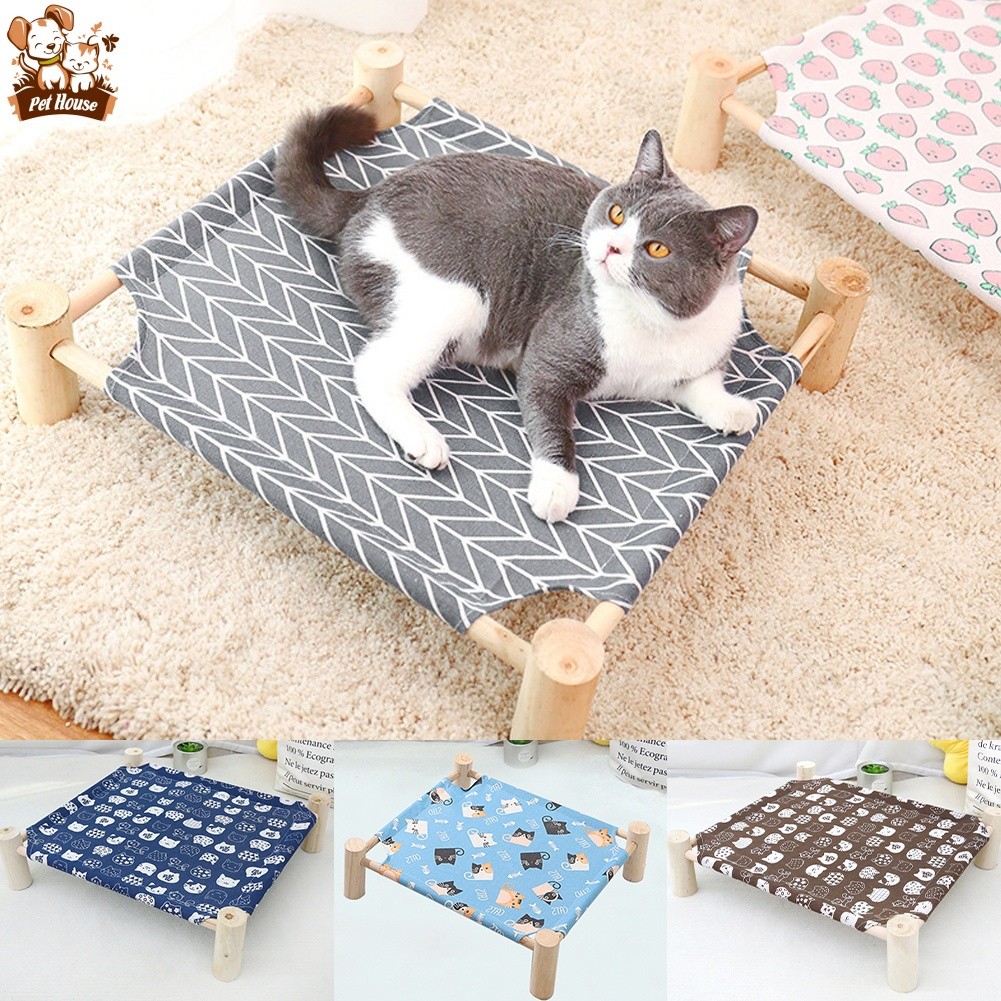 PH Pet Hammock Cat Solid Wood Bed for Cat Dog Portable Cat Bed Washable ...