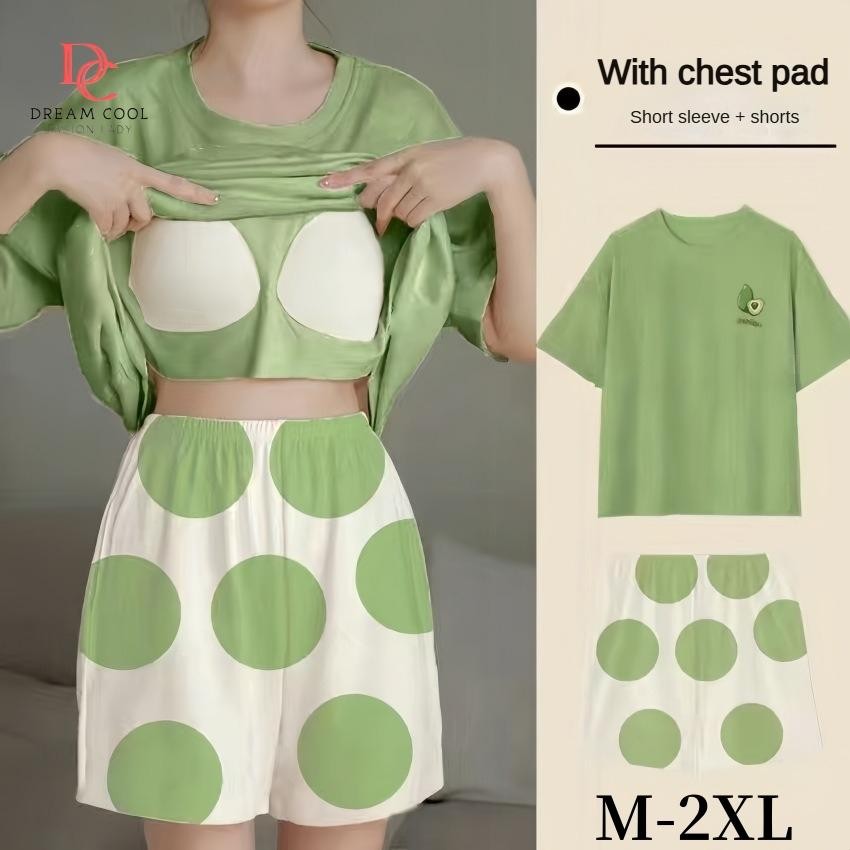 2024 popular girls pajamas female summer with chest pads sweet short ...