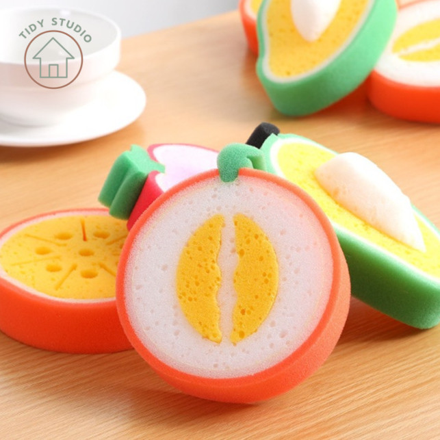 Dishwashing Sponge Bath 4 Types Of Fruit Patterns Cute Pattern Sponges ...