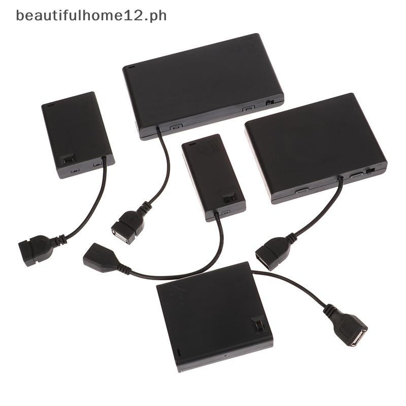 [BFPH] DC 4.5V Portable Mini AA Battery Holder Storage Box Case USB ...