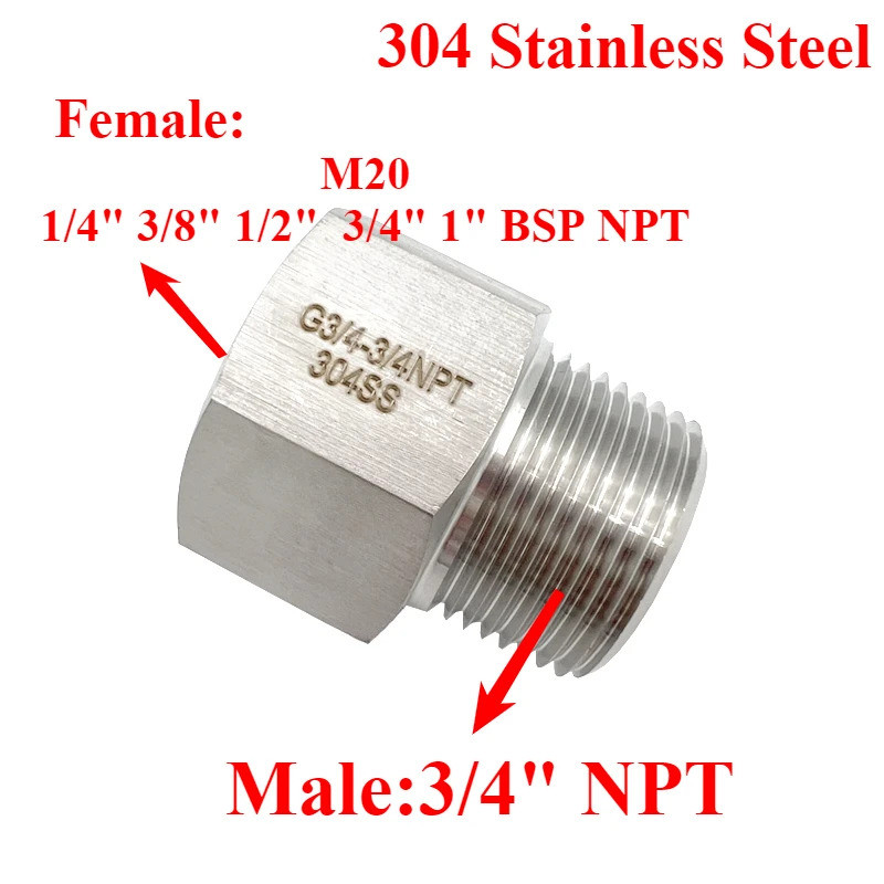 3/4" NPT to BSP/NPT Female Adapter (1/4"-1") – Hex Reducer Bushing ...