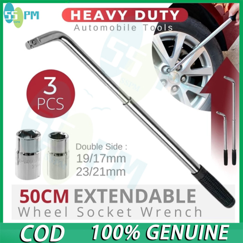 Telescoping Wheel Lug Nut Wrench Kit 17/19/21/23MM Sockets Brace ...