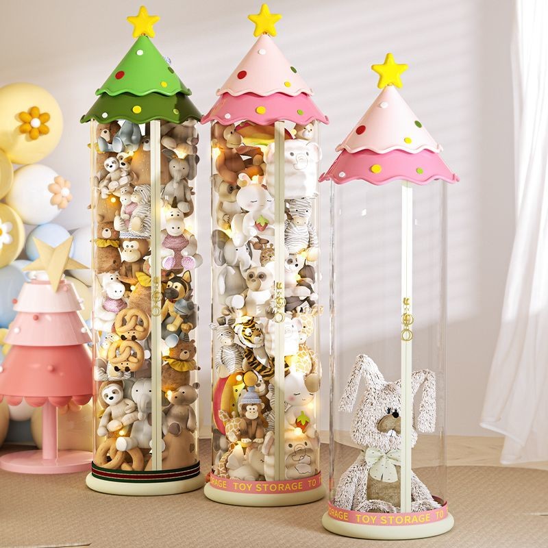 Transparent Transparent Zipper Doll Storage Bucket Plush Toy Storage ...