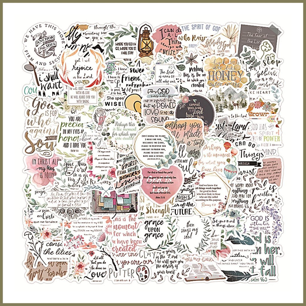 Stickers Christian Scripture Water Bottle Decals Set of 100 Scrapbook ...