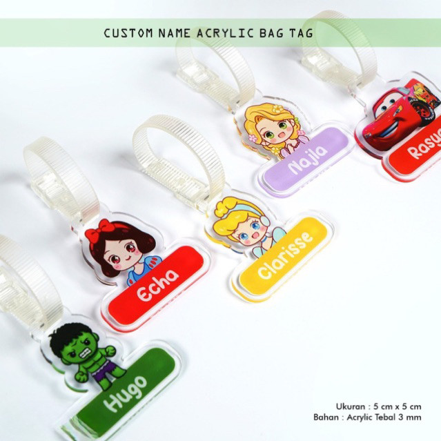 Bag Tag Custom Name | Acrylic Bag Hanger with UV Print Custom Name ...
