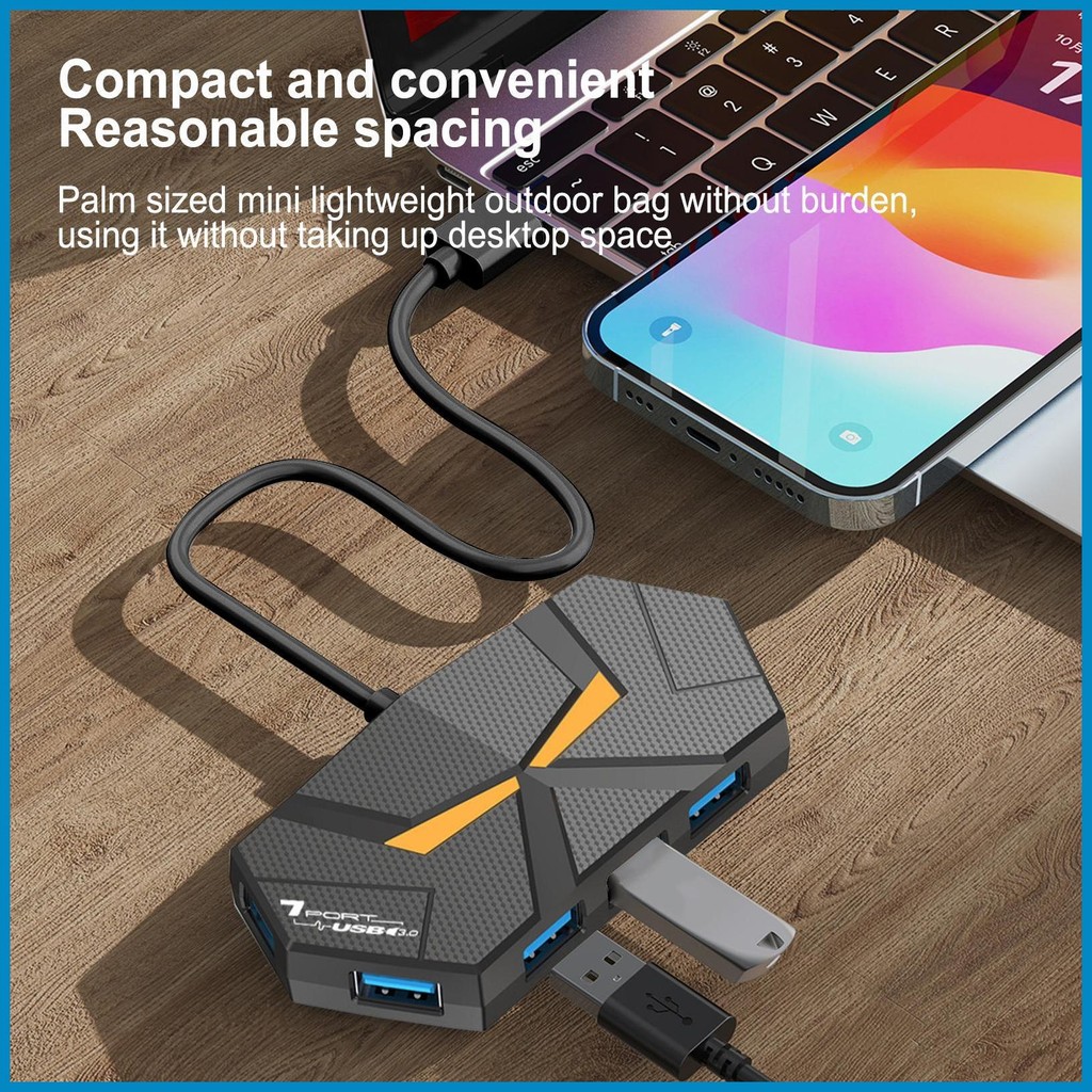 USB Hub for Laptop 7-Port USB 3.0 Data Hub USB Adapter Multiport ...