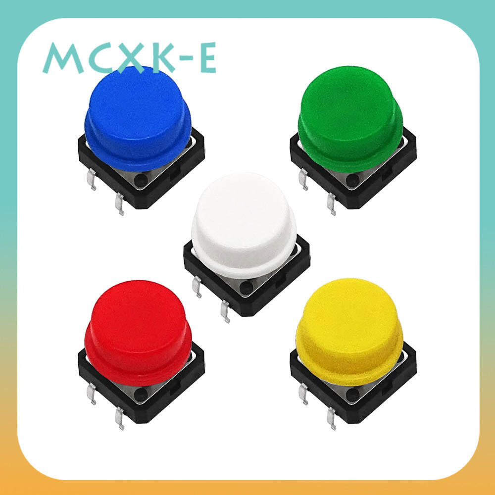 Tact Switch 12X12X7.3H Button Domestic+Color Button Cap 4 Pins In-Line ...