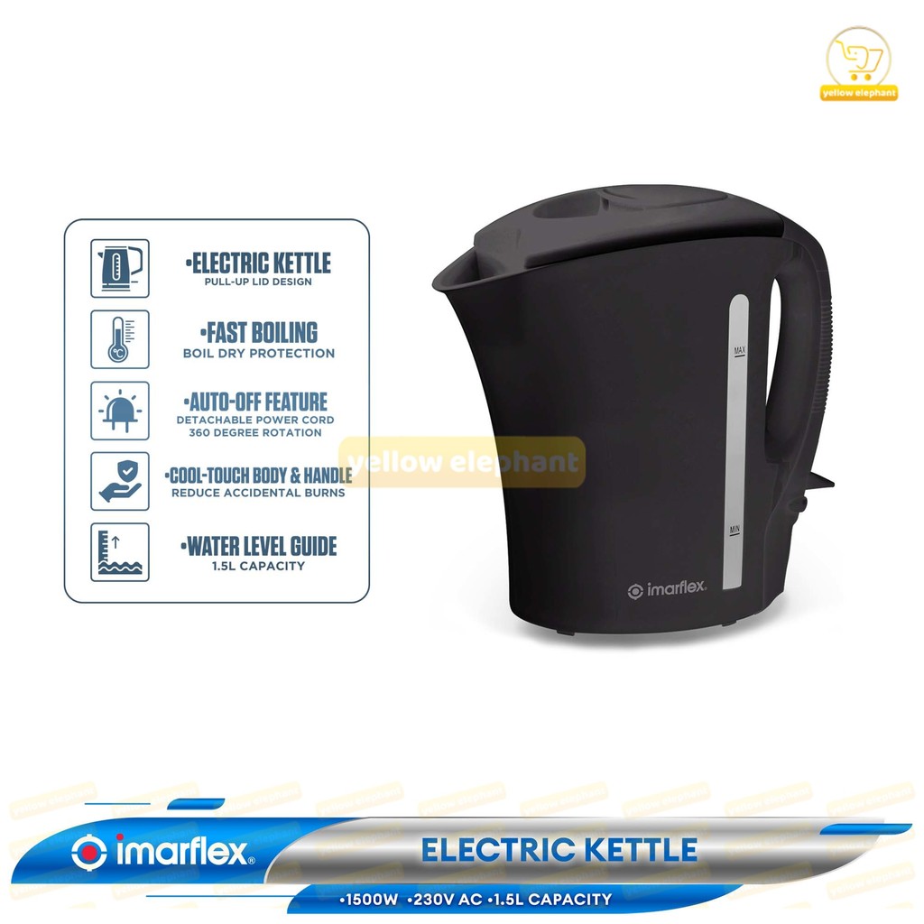Imarflex 1.5l Electric Kettle Black 230v 2200w | Shopee Philippines