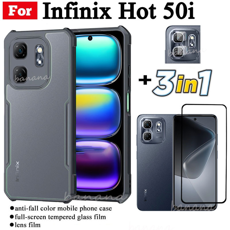 Infinix Hot 50i Hot 50 Pro Anti-fall Mobile Phone Case for Hot 50 5G Hot 50 4G Tempered Glass ...