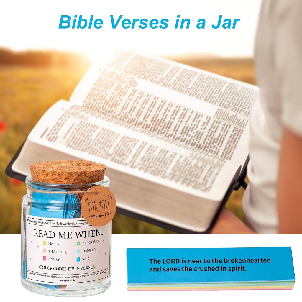 Bible Verses in a Jar Read Me When Colorful Bible Verses in Glass Holy ...