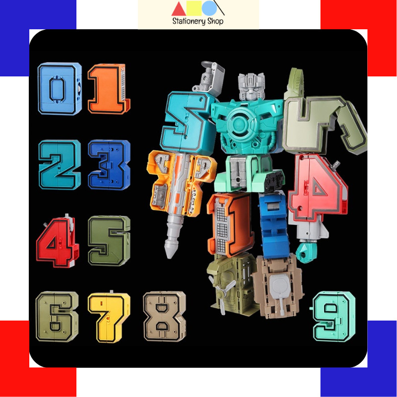 0-9 Robot Toys Kids Transformers Number Toy DIY Assemble Robot Vector ...