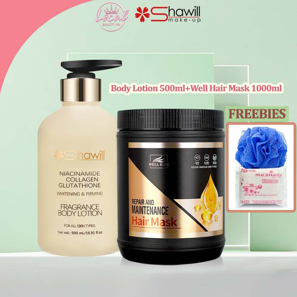 Well Hair Mask Hair Treatment with Shawill Body Lotion Glutathione ...