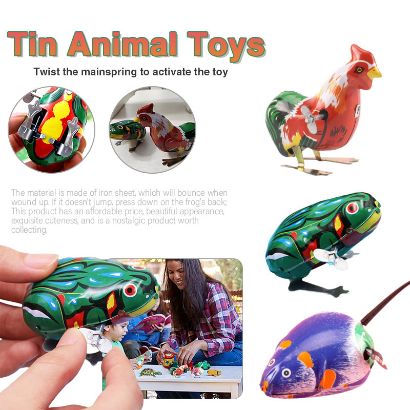 Classic Collection Retro Clockwork Wind Up Metal Walking Jumping ...