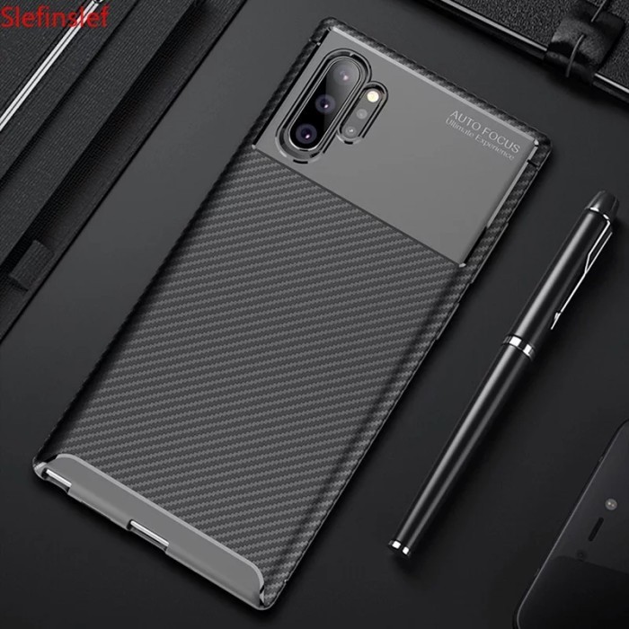 CASE SAMSUNG NOTE 10 PLUS SOFT COVER CARBON FIBER PATTERN AUTOFOCUS ...